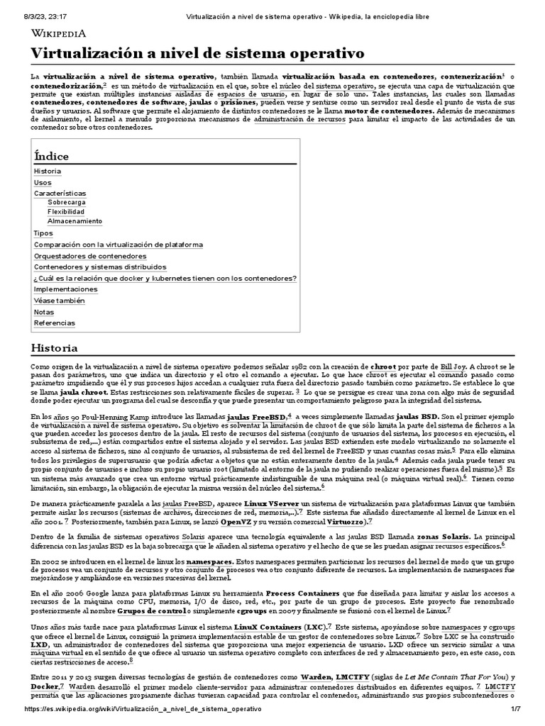 Virtualización A Nivel De Sistema Operativo Wikipedia La Enciclopedia Libre Pdf Variantes