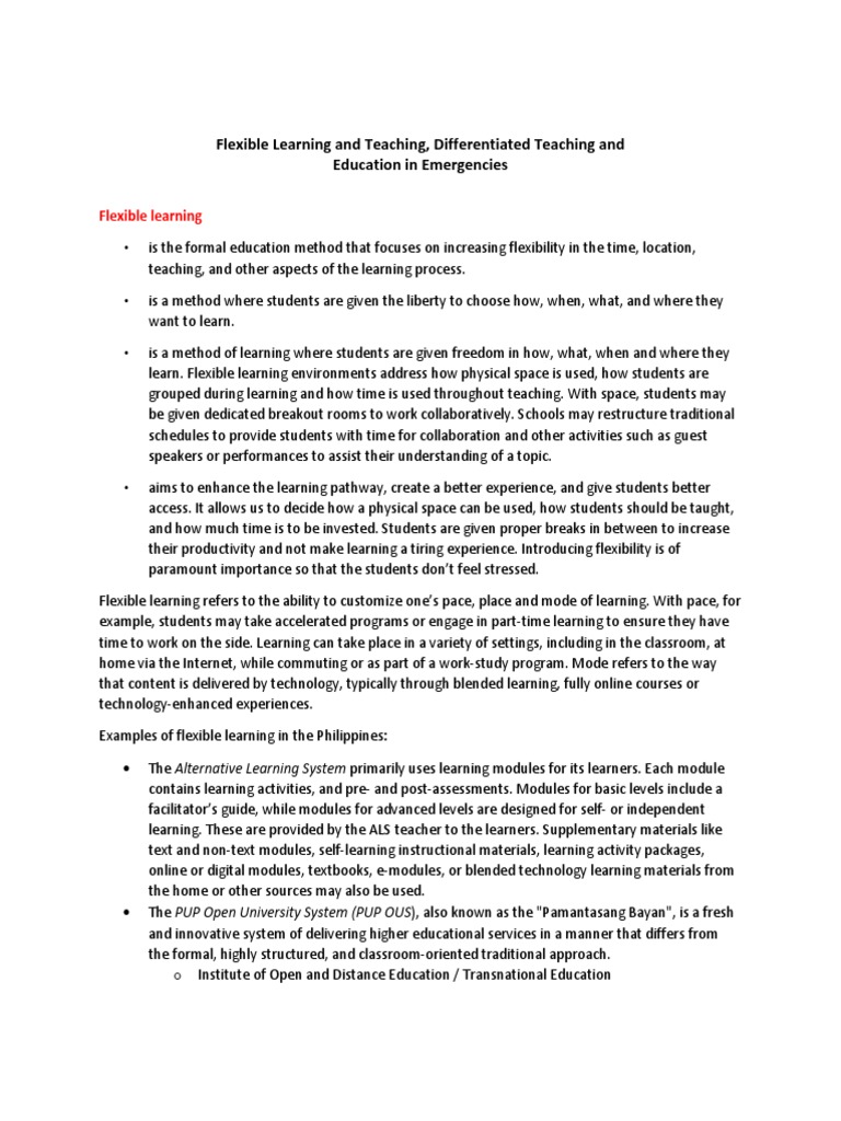 Flexible Learning and Teaching PDF | PDF | Differentiated Instruction | Educational Technology
