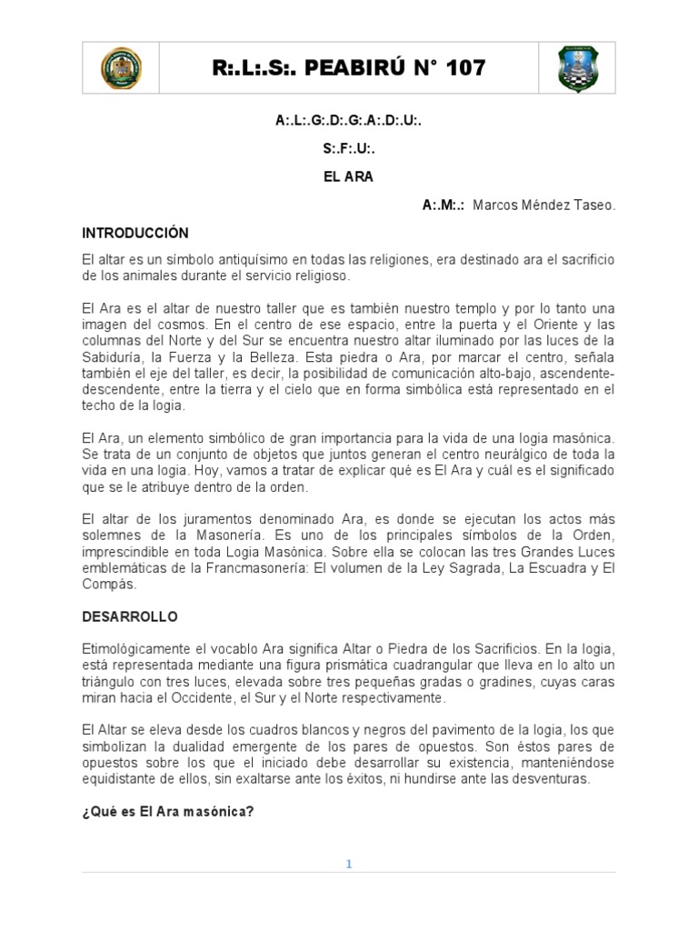 El Ara | PDF | Masonería | Altar