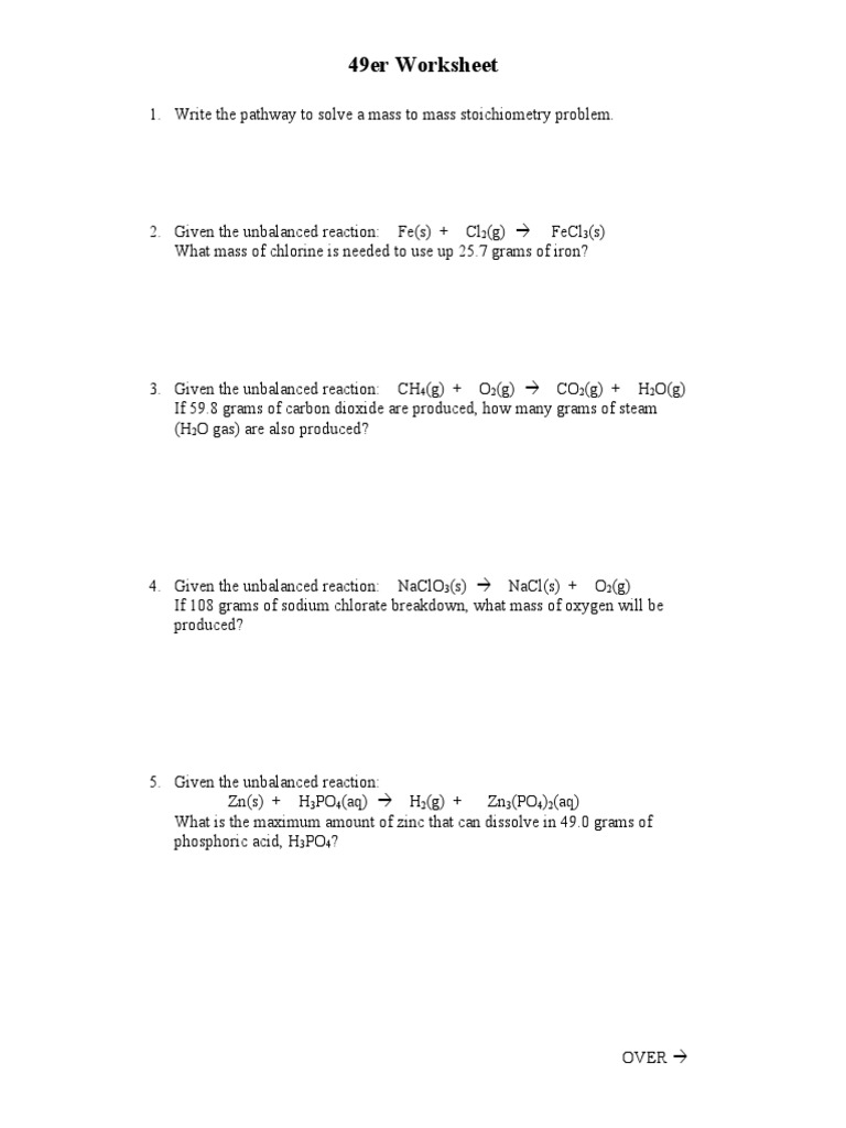 Chem Worksheet | PDF