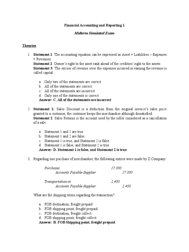 1st Year - Financial Accounting and Reporting 1 PDF | PDF | Debits And ...