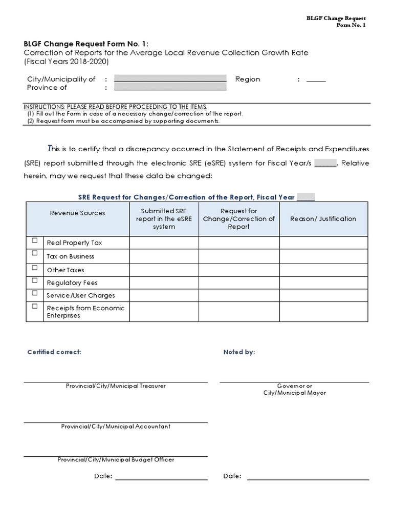 BLGF Change Request 1 - Correction of Reports For Ave LRG | PDF ...