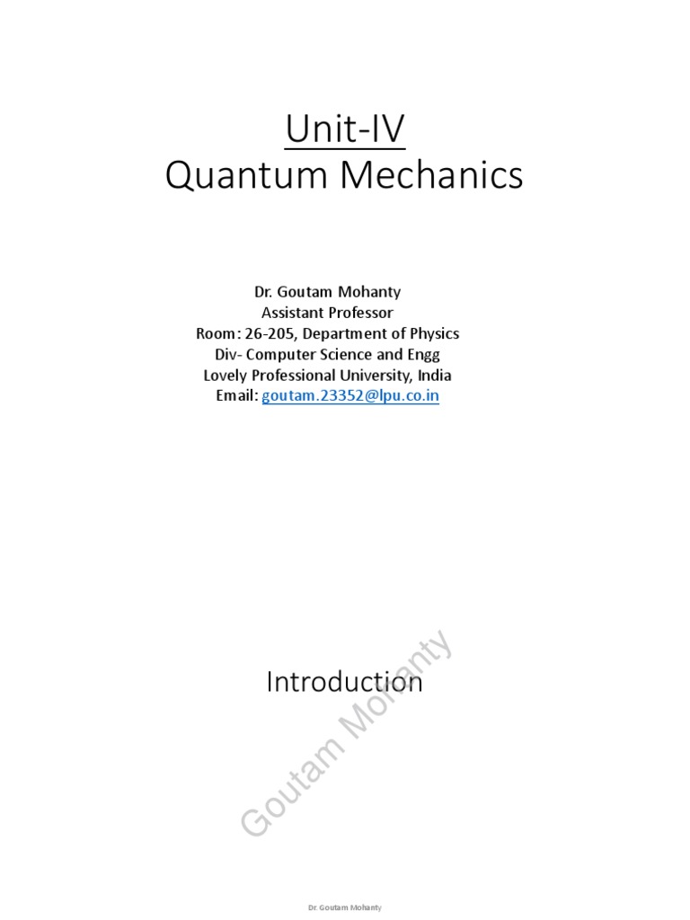 Phy-110 Quantum Mechanics Unit 4 | PDF | Electromagnetic Radiation | Atoms