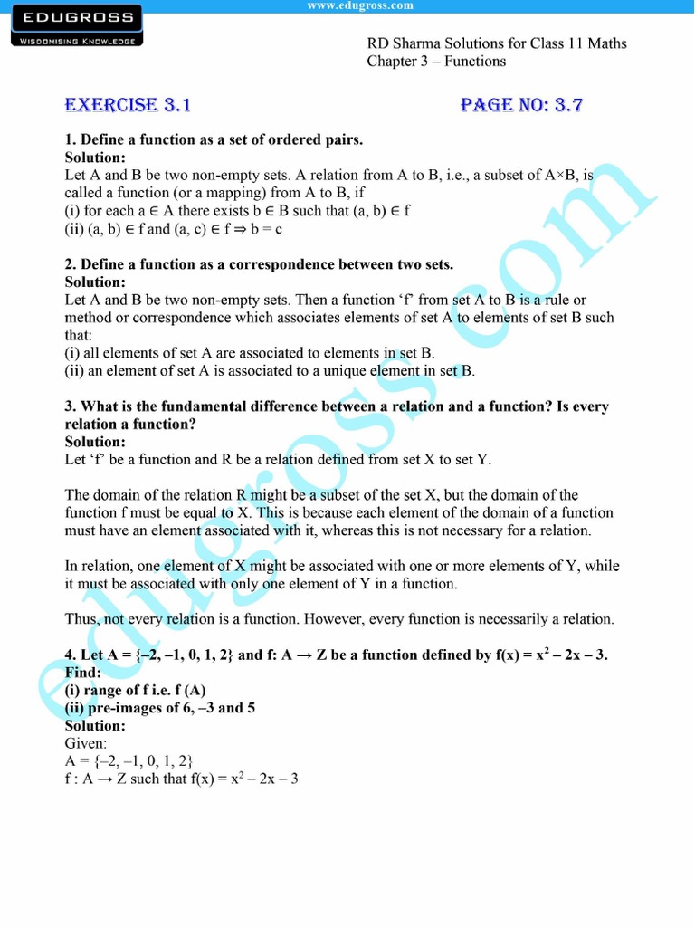 RD Sharma Maths Solution Class 11 Chapter 3 PDF | PDF RD Sharma Maths Solution Class 11 Chapter 3 PDF | PDF