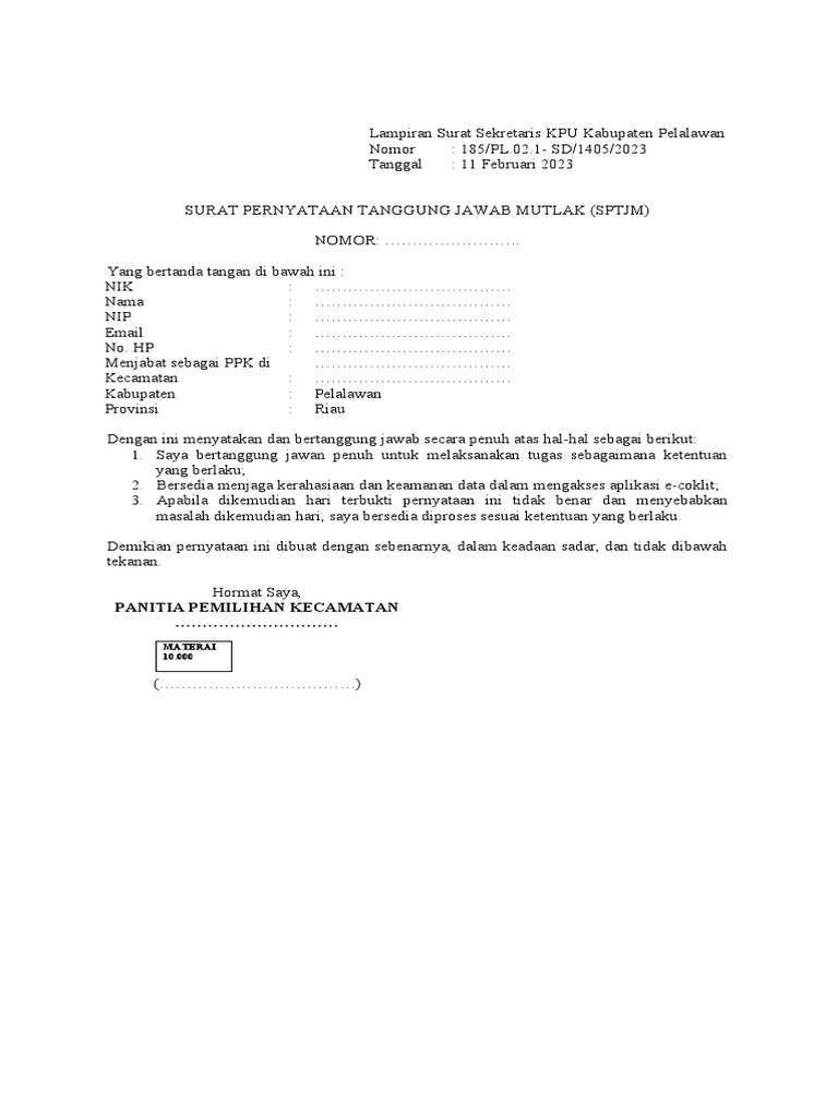 STPJM Pengelolaan Akun Sidalih | PDF