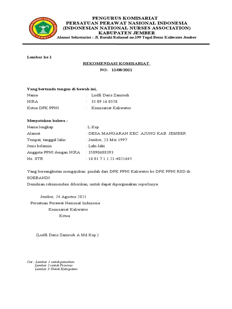 Form Rekomendasi | PDF