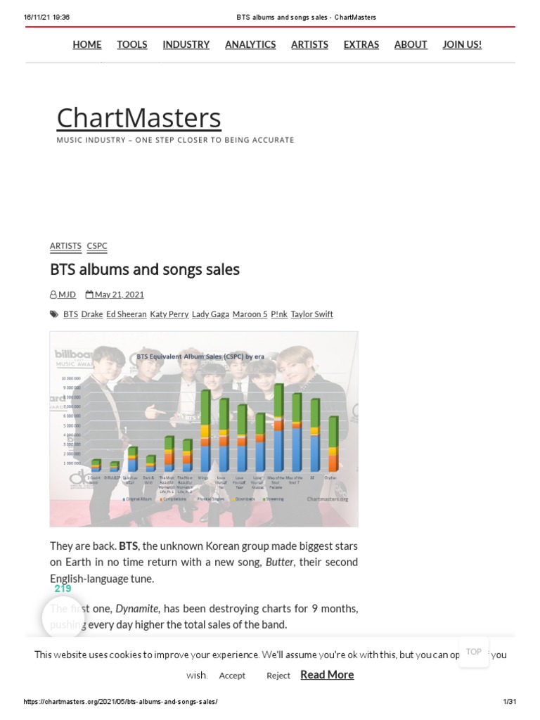 BTS Albums and Songs Sales - ChartMasters PDF | PDF