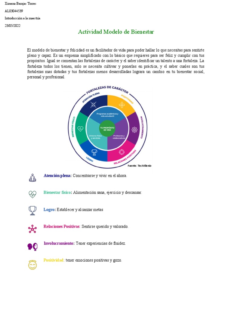 Actividad Modelo de Bienestar | PDF