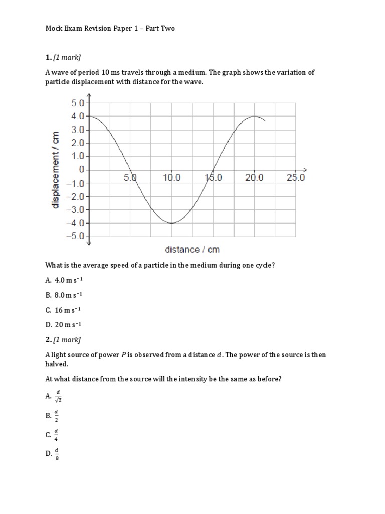 Physics Mock Exam Revision Paper | PDF | Wavelength | Waves