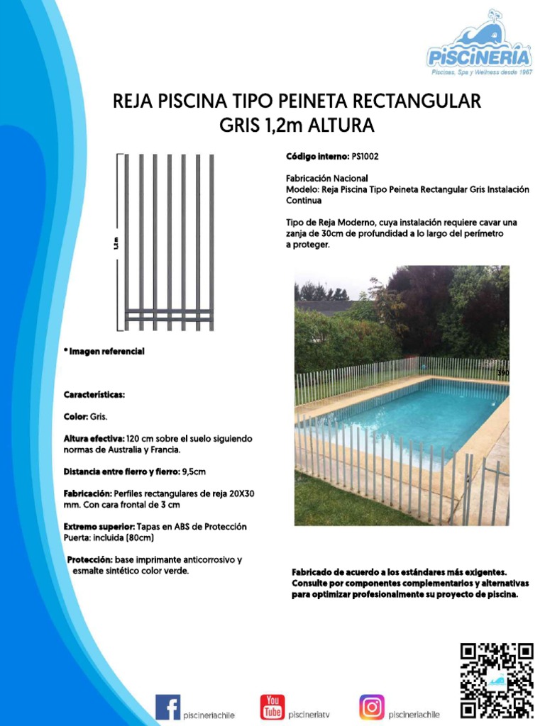 PS1002 REJA PEINETA RECTANGULAR GRIS 12m ALTURA | PDF