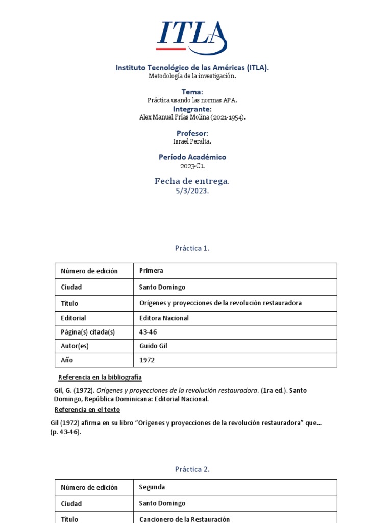 Práctica (2) Normas APA de Alex 20211954 PDF | PDF | Bibliografía