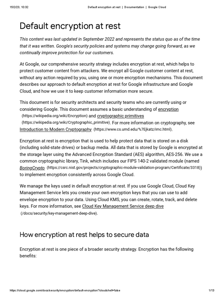 Google Cloud Default Encryption Guide | PDF | Cryptography | Encryption