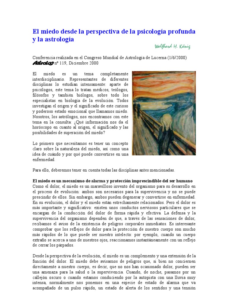 El Miedo Psicologia Profunda | PDF | Temor | Neurosis