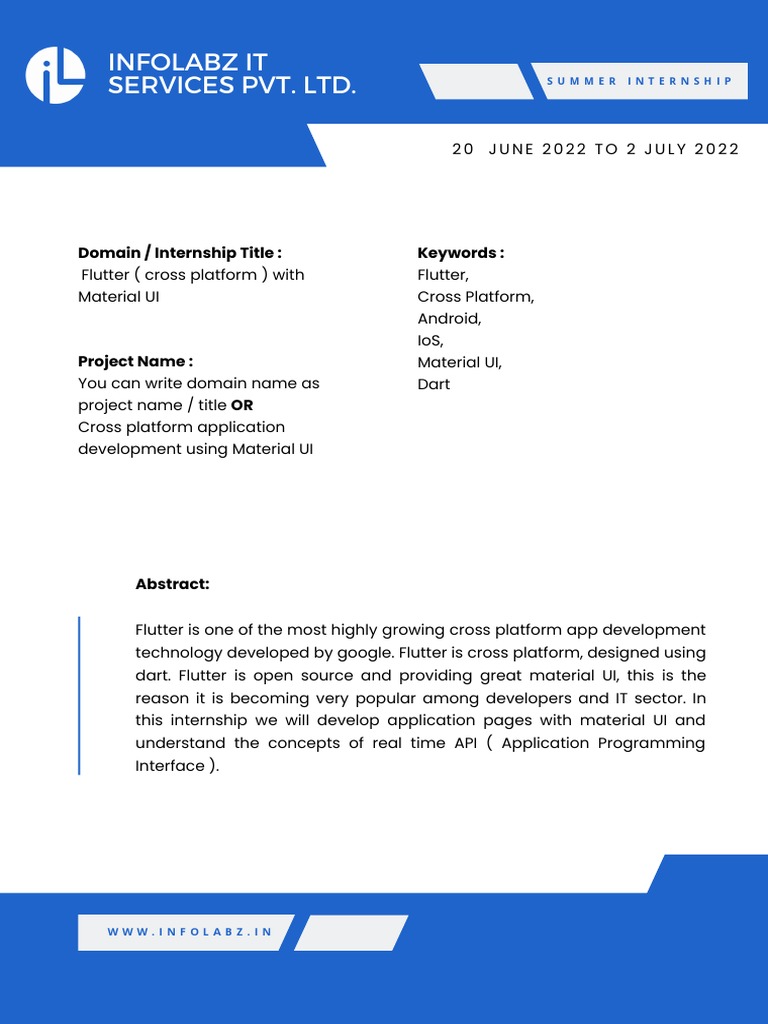Flutter Internship for Developers | PDF
