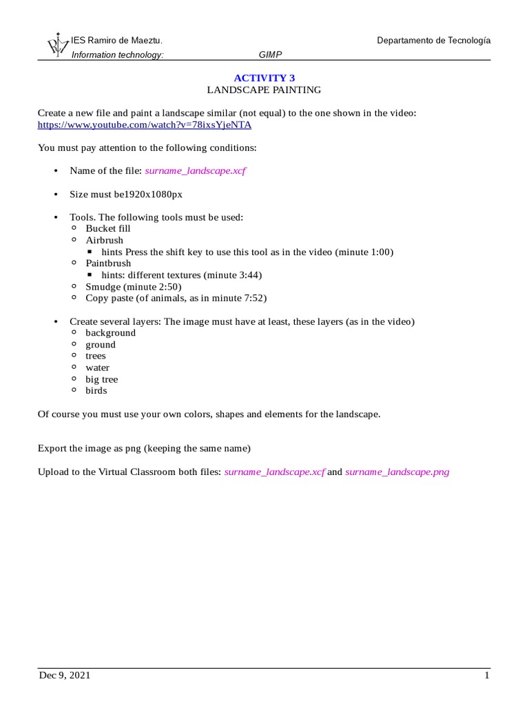 GIMP Activity 3 | PDF