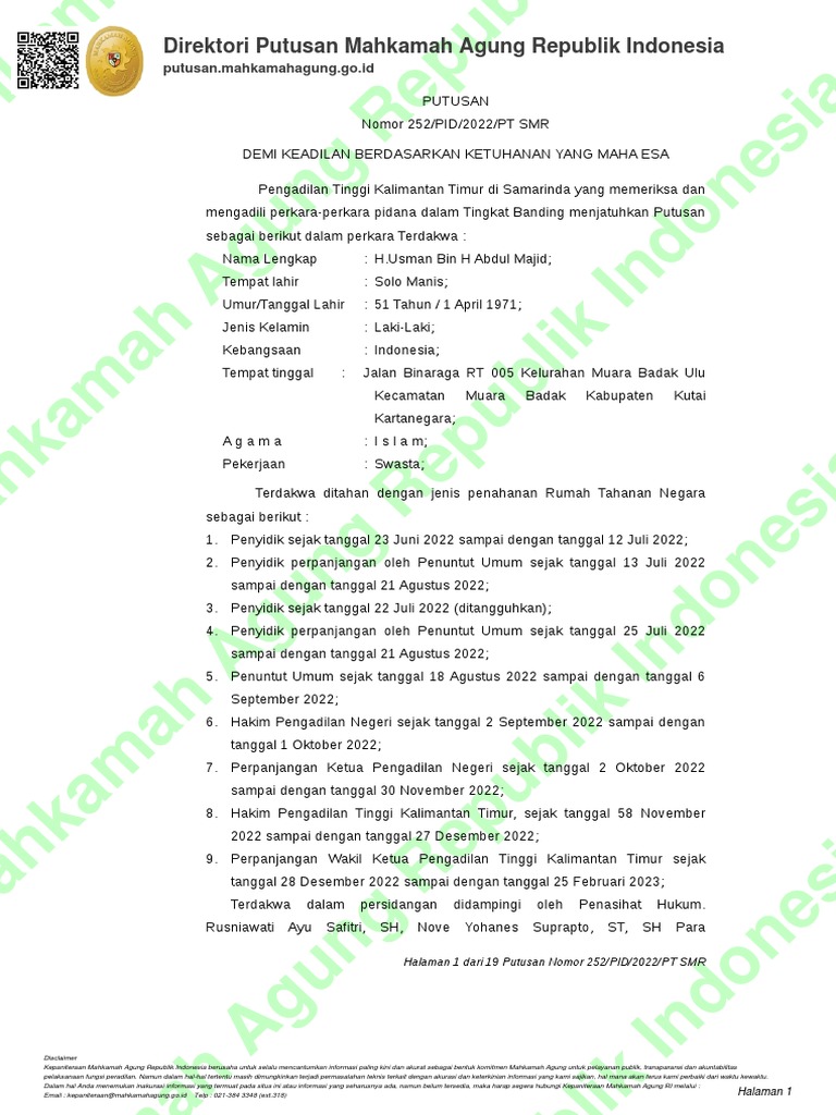 Putusan 252 Pid 2022 PT SMR 20230207135444 PDF | PDF