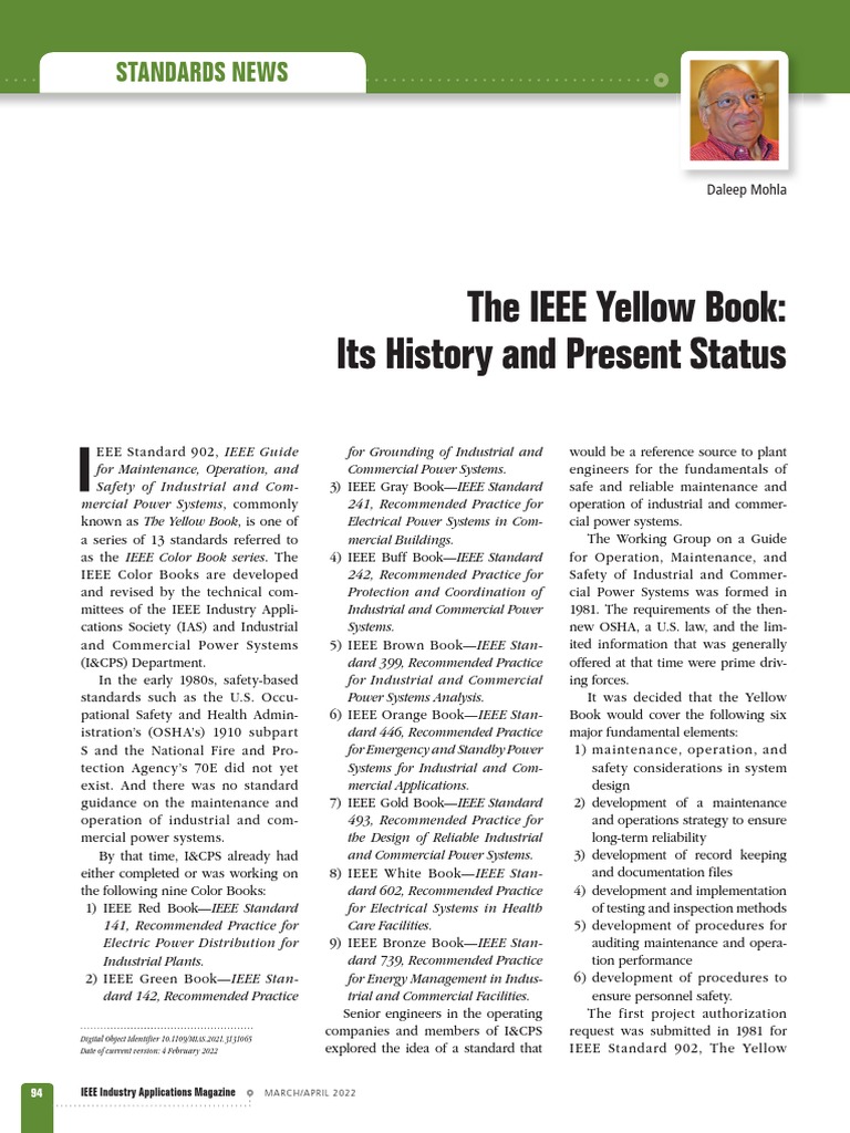 The IEEE Yellow Book Its History and Present Status Standards News ...