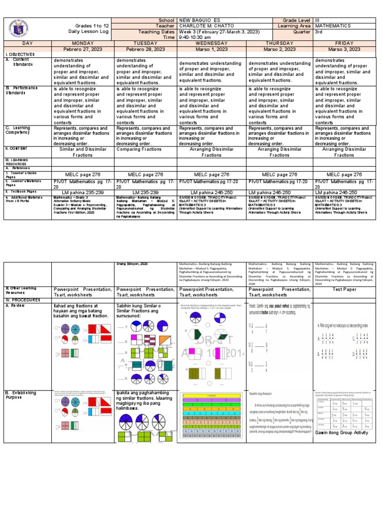 DLL Mathematics Q3 Week3 | PDF | Learning | Cognition