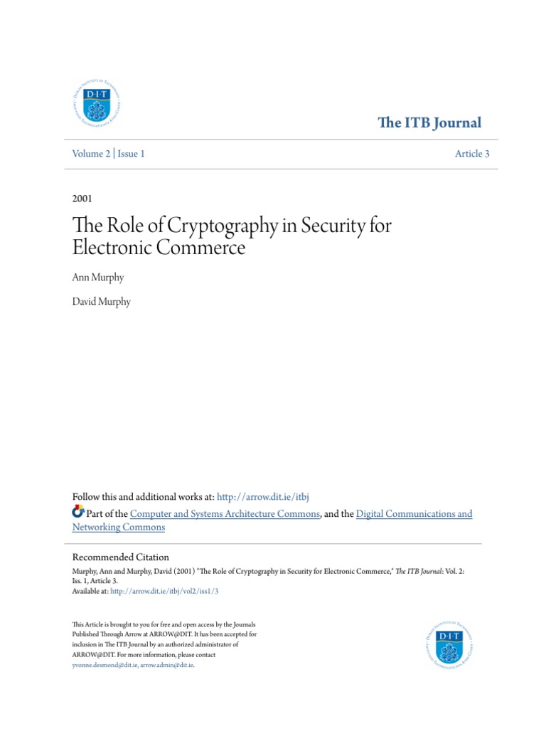 The Role Of Cryptography In Security For Electronic Commerce Pdf