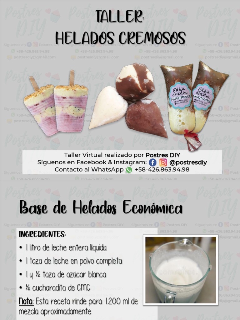 Helados DIY con recetas paso a paso | PDF | Helado | Leche