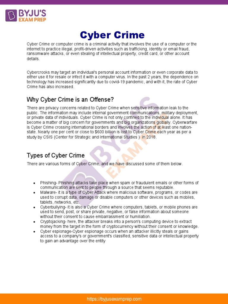 Cyber Crime Upsc Notes 44 Pdf Cybercrime Computer Security
