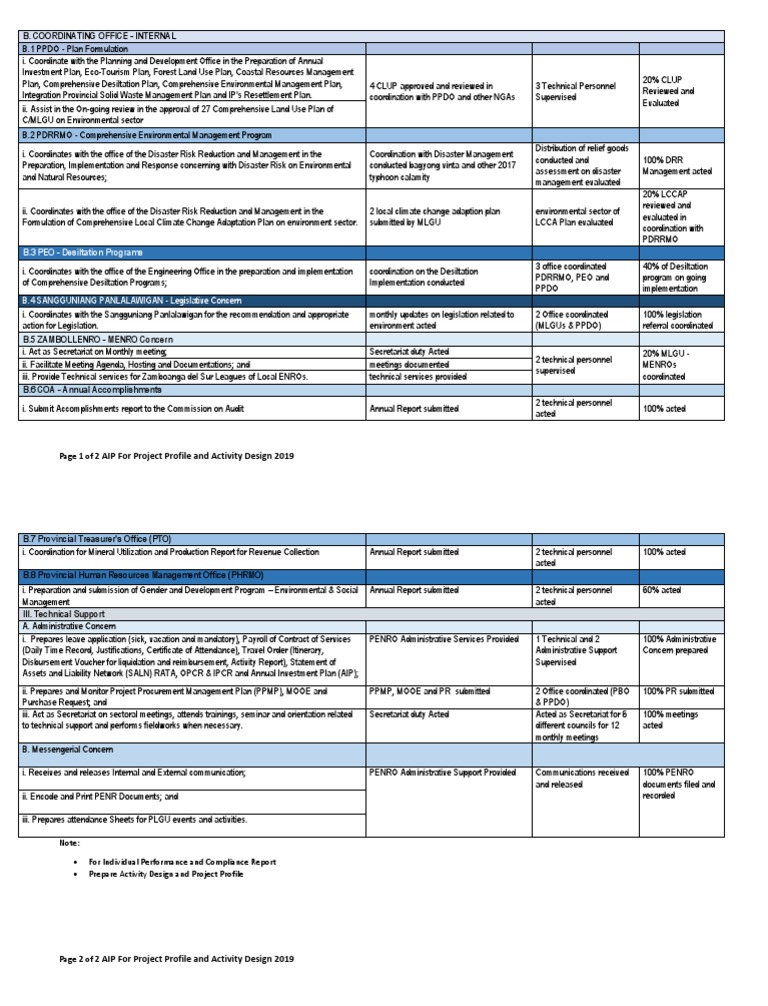 AIP Activity 2019 - Internal Special Projects | PDF | Disaster Risk Reduction | Business