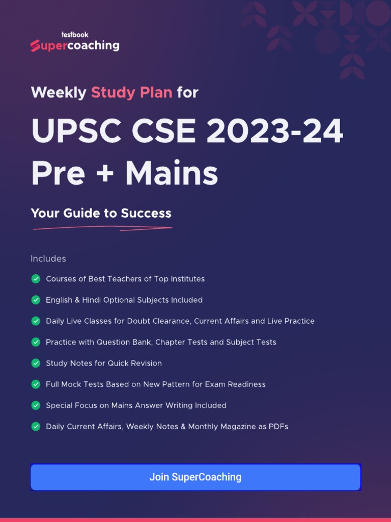 The Ultimate Weekly Study Plan for UPSC CSE 2023-24 Preparation: Includes Courses, Live Classes ...