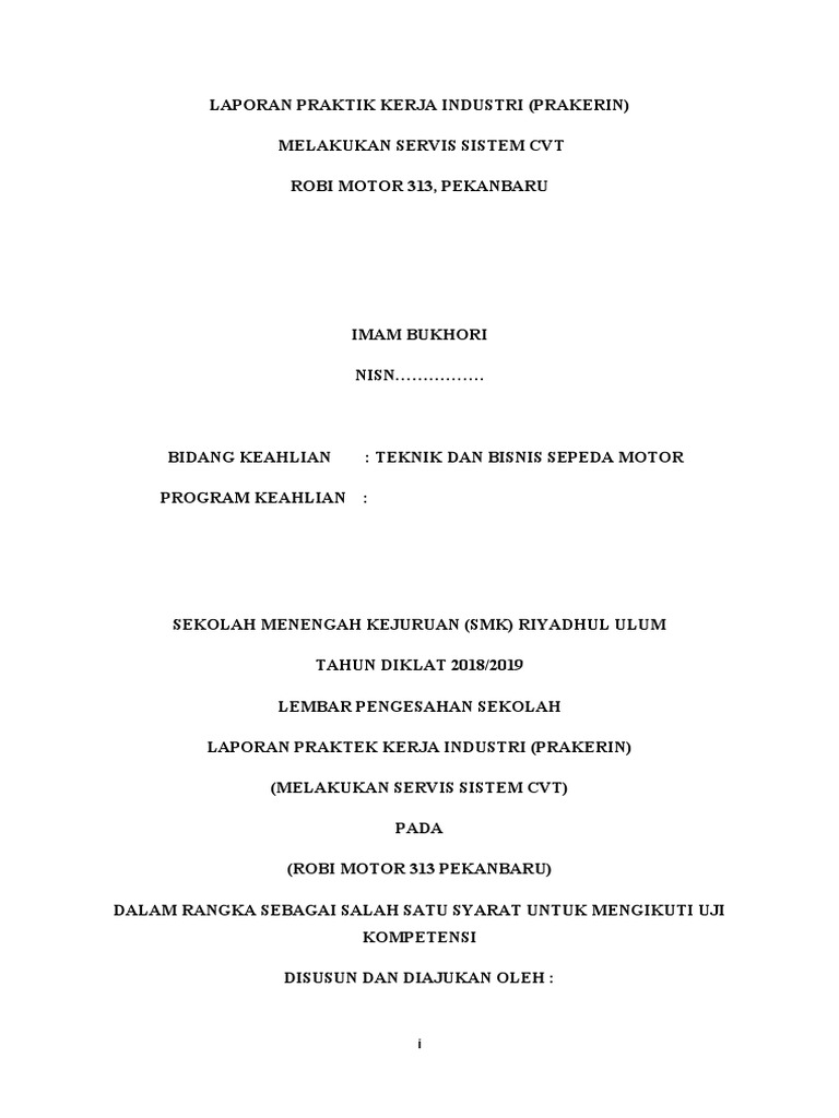 Contoh Laporan Prakerin | PDF