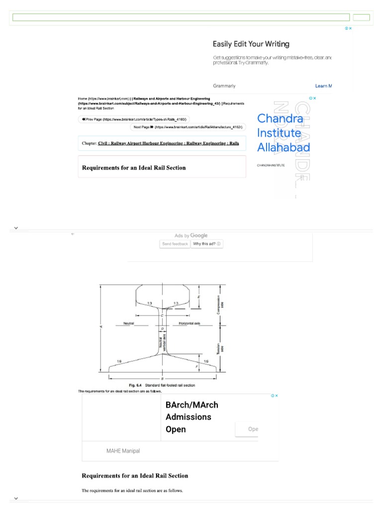 Requirements For An Ideal Rail Section | PDF