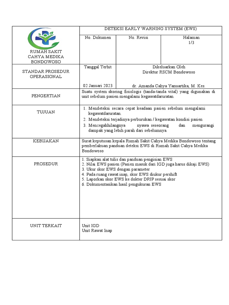 SPO Deteksi EWS | PDF