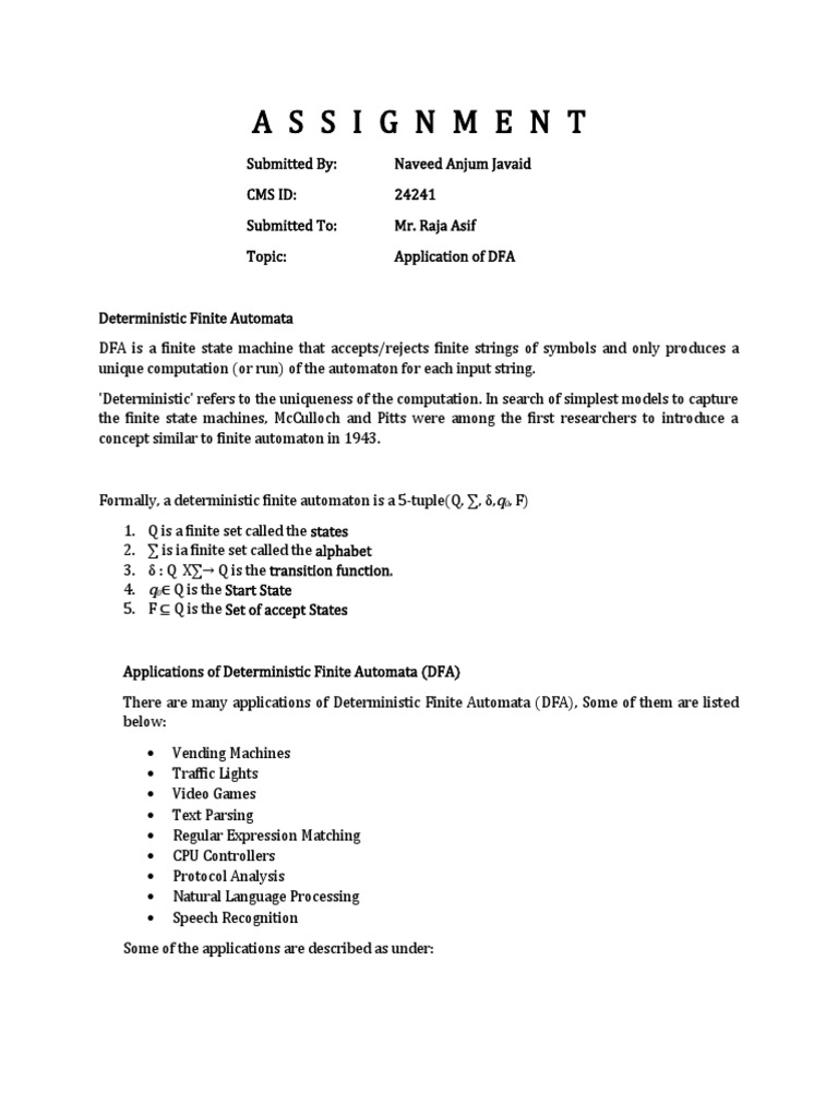 Applications of DFA | PDF | Computing | Computer Science Applications of DFA | PDF | Computing | Computer Science