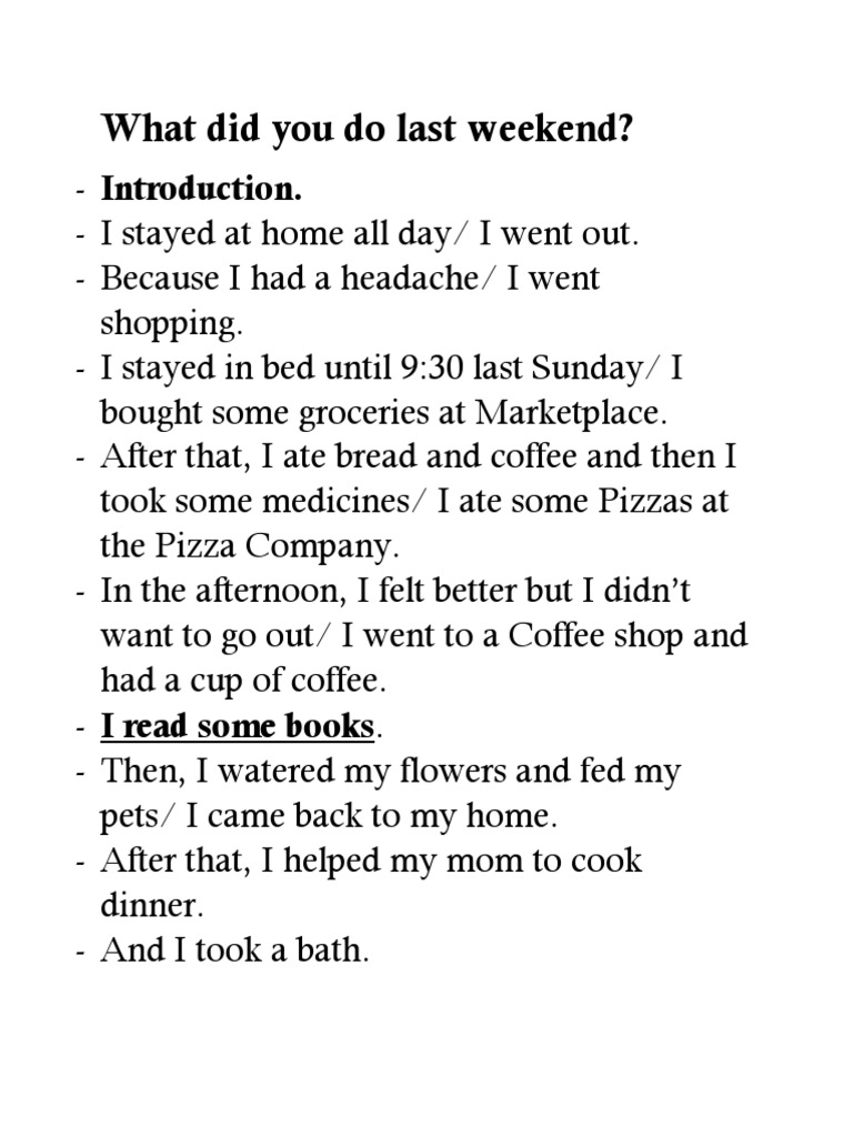 What Did You Do Last Weekend PDF | PDF