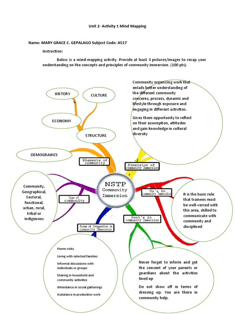 Understanding Community Immersion Through Mind Mapping | PDF | Learning ...
