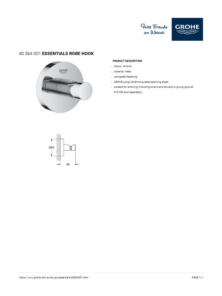 GROHE Specification Sheet 40364001 | PDF