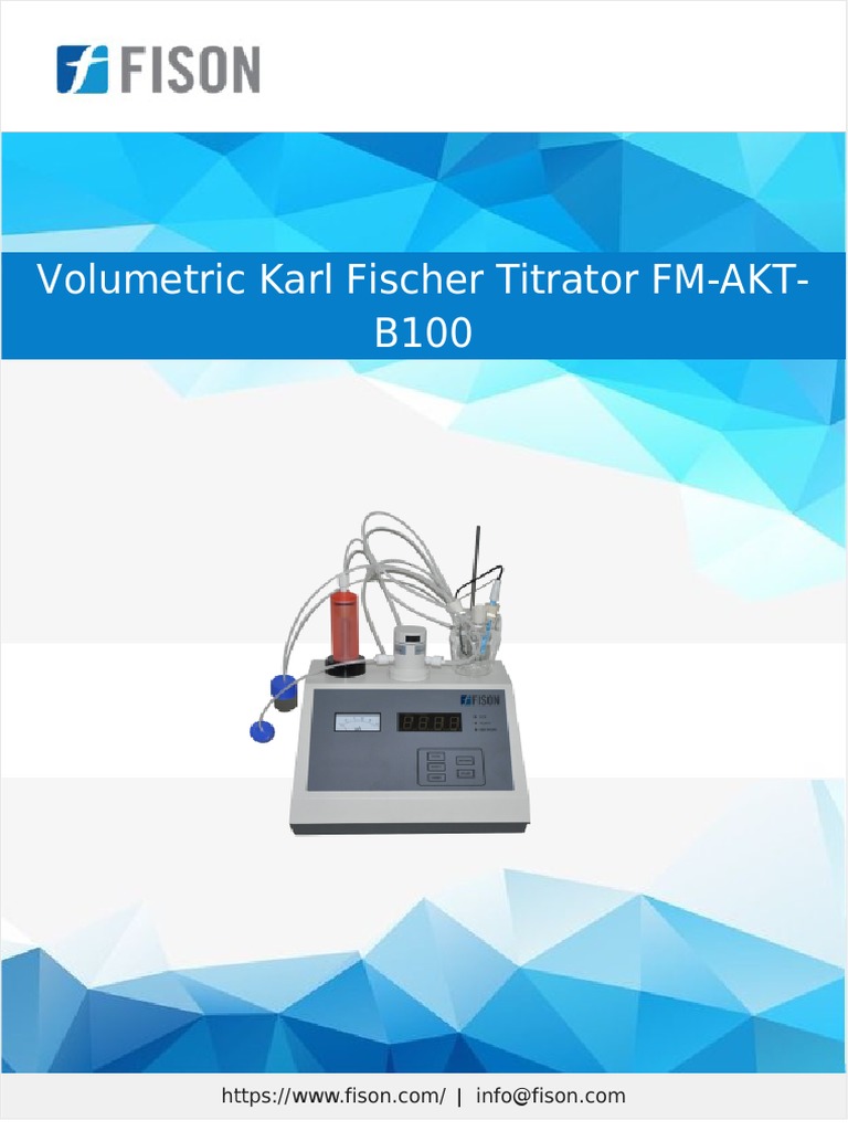 Volumetric Karl Fischer Titrator FM AKT B100 PDF | PDF | Titration ...