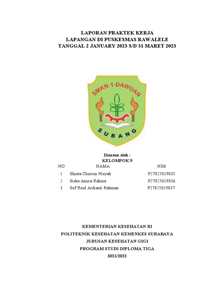 LAPORAN PKL PUSKESMAS KEPUTIH.docx | PDF