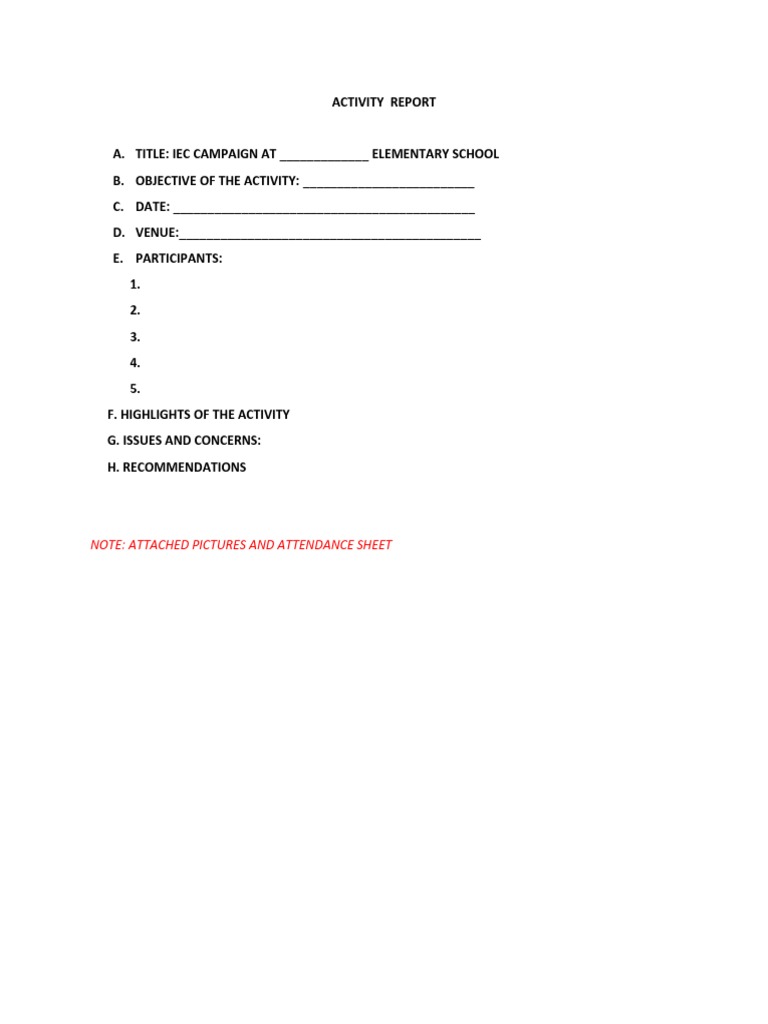 Activity Report School Based Iec | PDF
