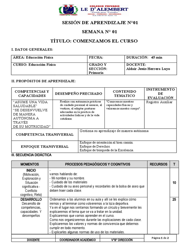 SESION DE APRENDIZAJE Primaria | PDF | Aprendizaje | Maestros