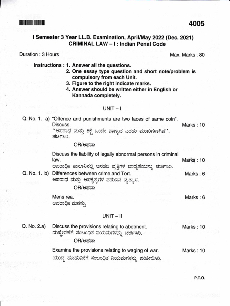 CRIMINAL LAW - I Lndian Penal Code April, May 2022 (Dec. 2021) | PDF ...