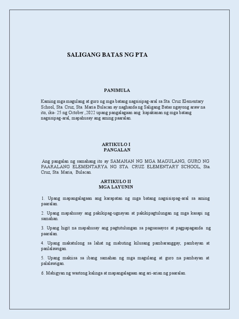 Bylaws Pta 2022 2023 | PDF