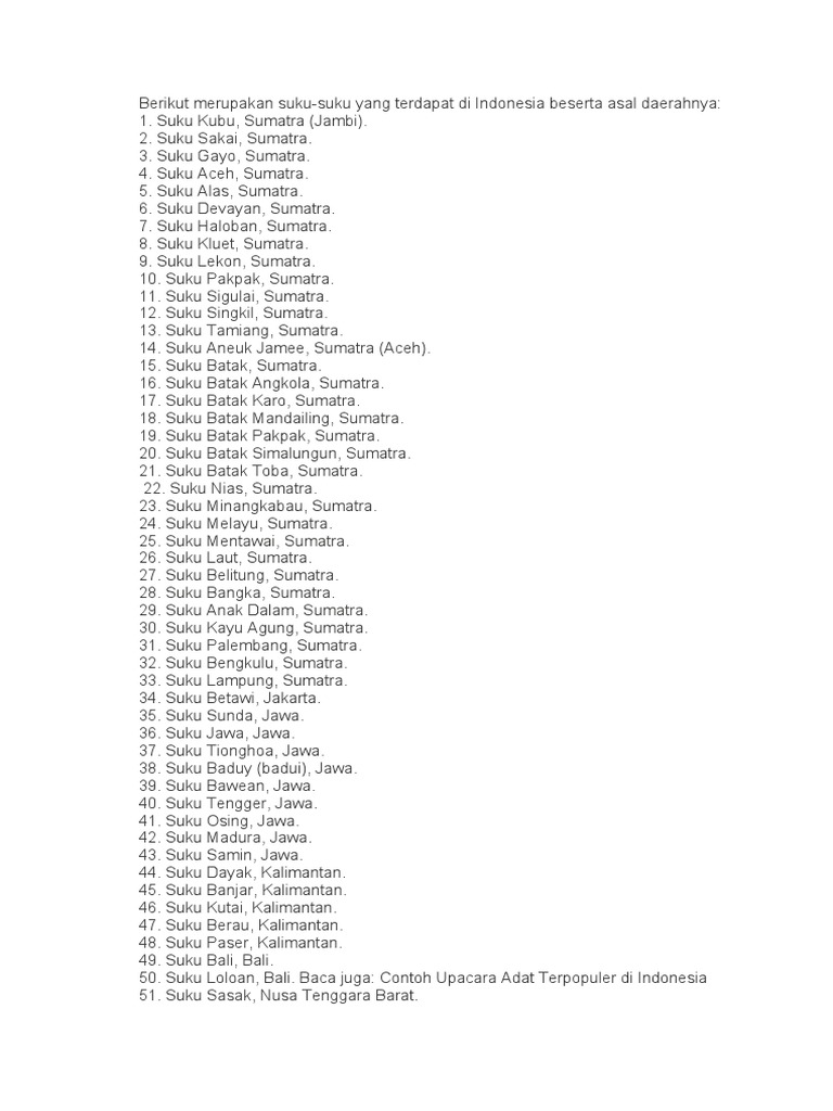 Nama Suku Suku | PDF