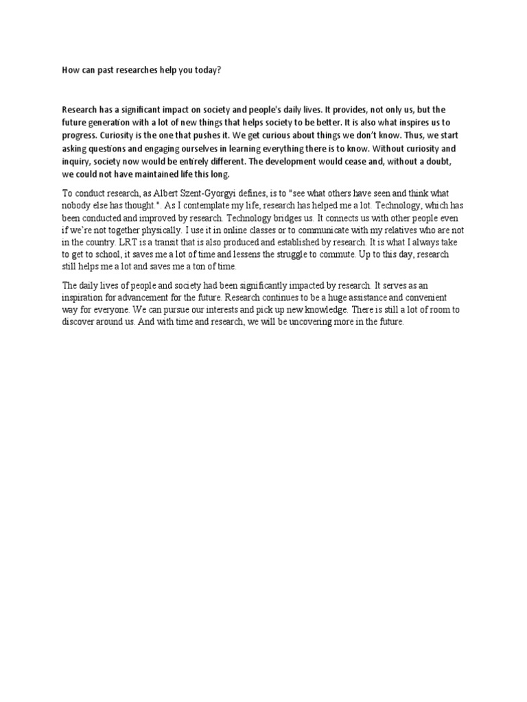 How Can Past Researches Help You Today | PDF | Lifestyle