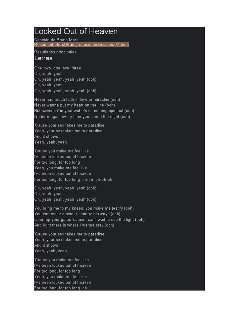 Locked Out of Heaven: Letras | PDF