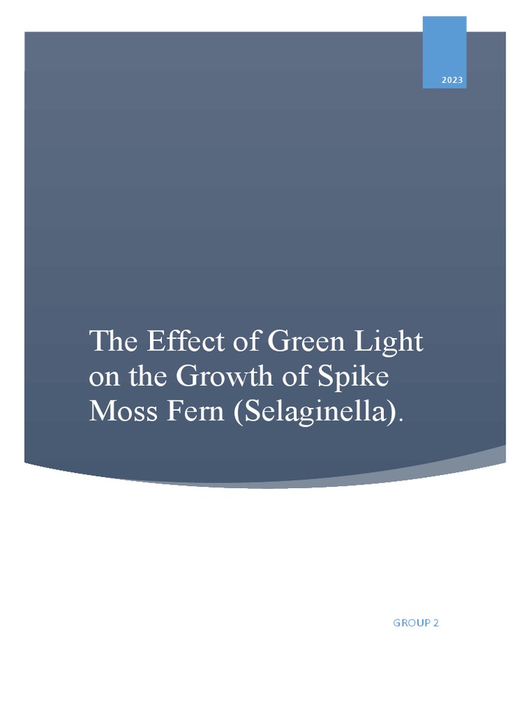 The Effect of Green Light On The Growth of Spike Moss Fern Final Paper ...