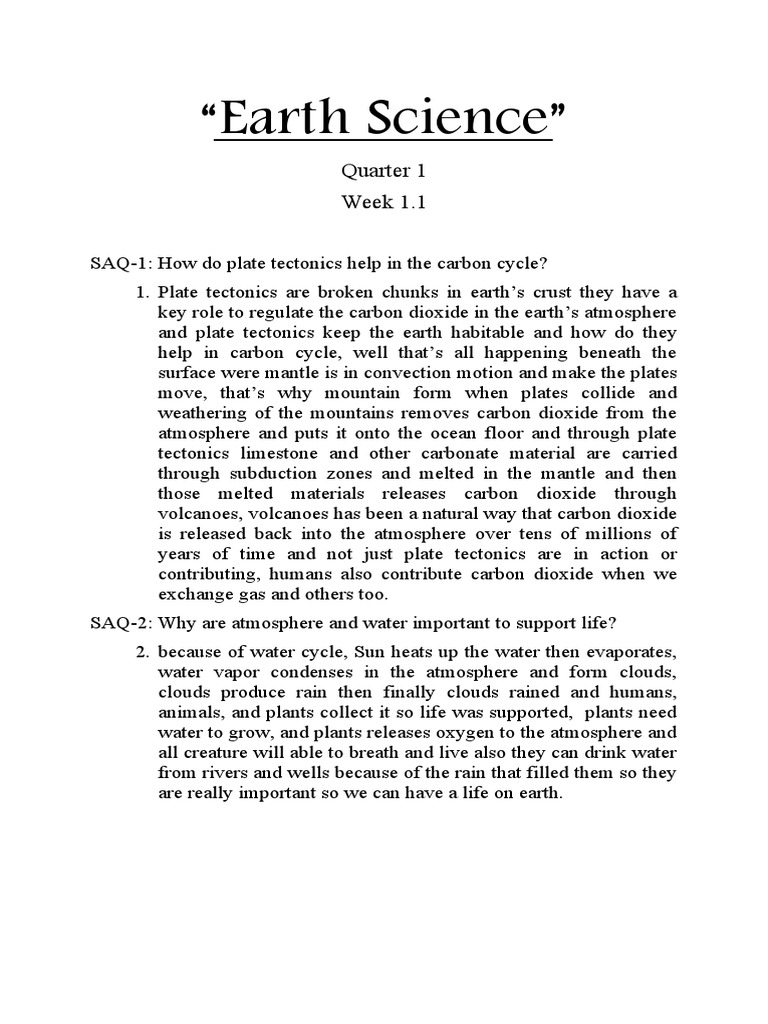 Earth Science 1 | PDF | Earth | Plate Tectonics