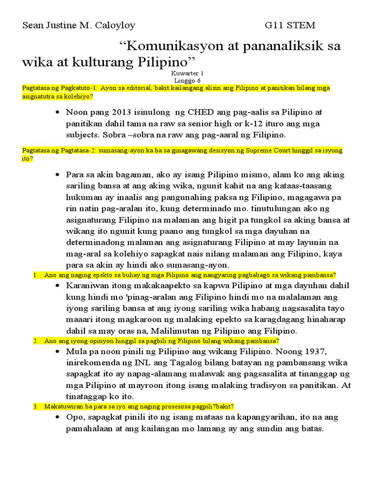 Filipino 7 | PDF