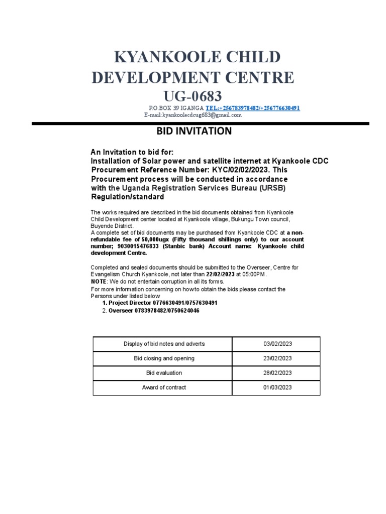 Bid Invitation for Solar Power Installation | PDF