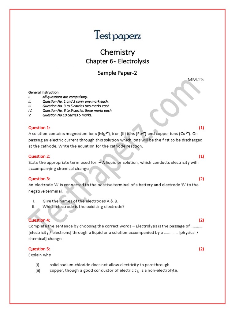 Electrolysis Paper 2 | PDF | Electrolyte | Acid