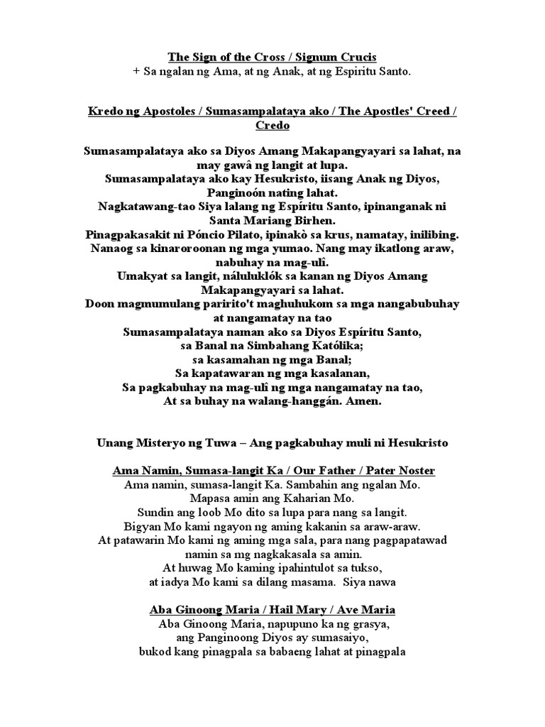 Unang Misteryo - Ang Unang Misteryo Sa Luwalhati | PDF