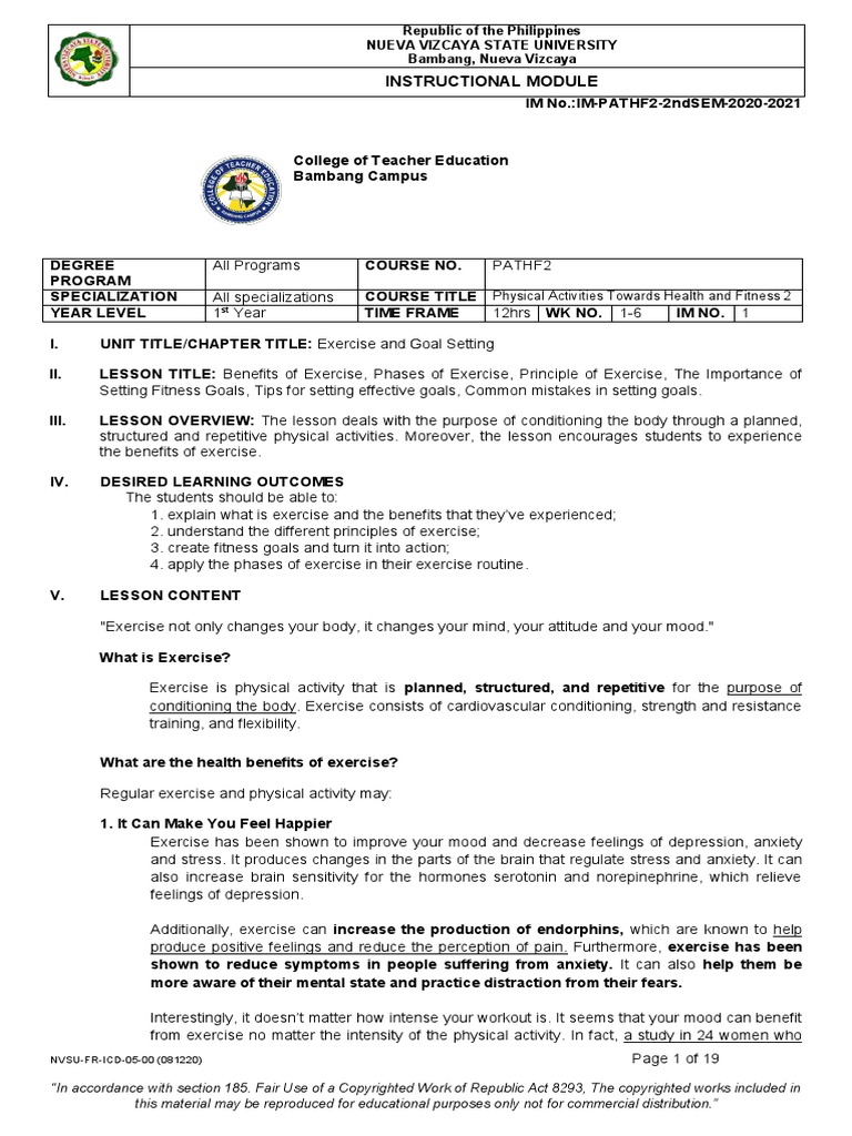 Module 1 1 | PDF | Strength Training | Physical Fitness